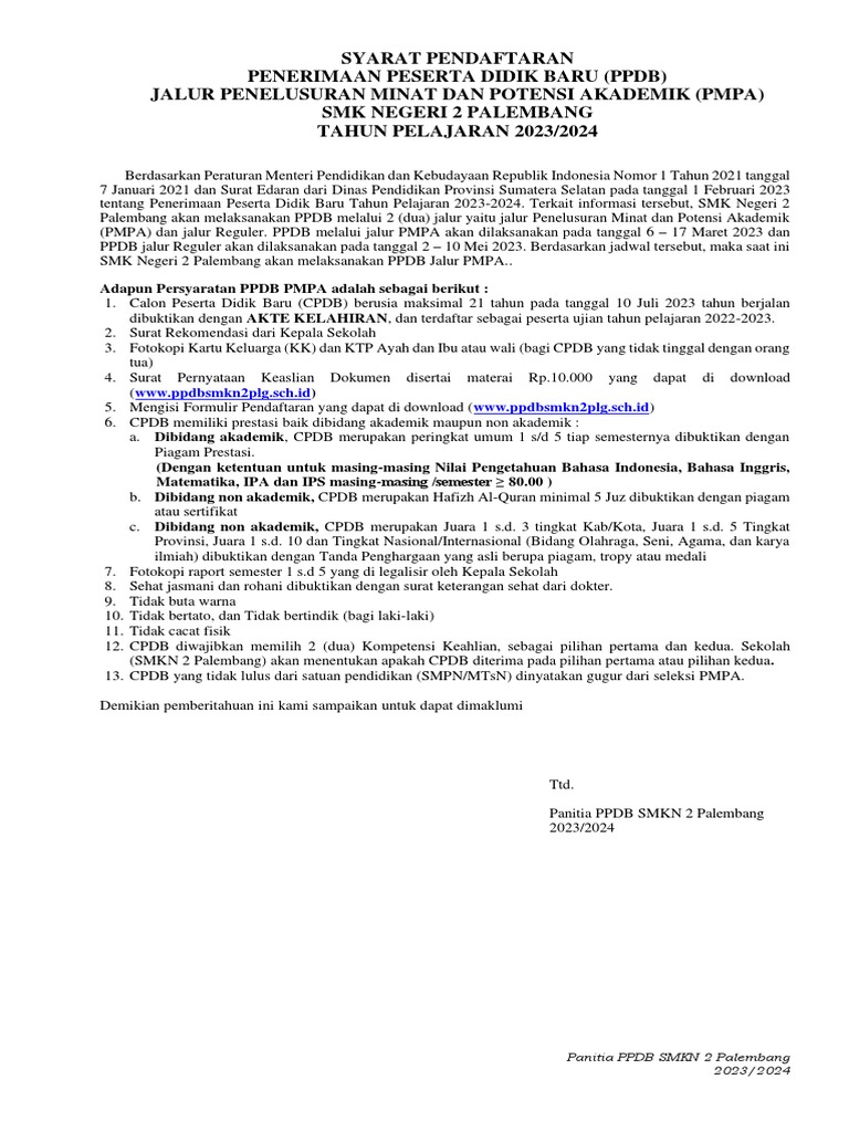 2. PERSYARATAN PMPA 2023 | PDF