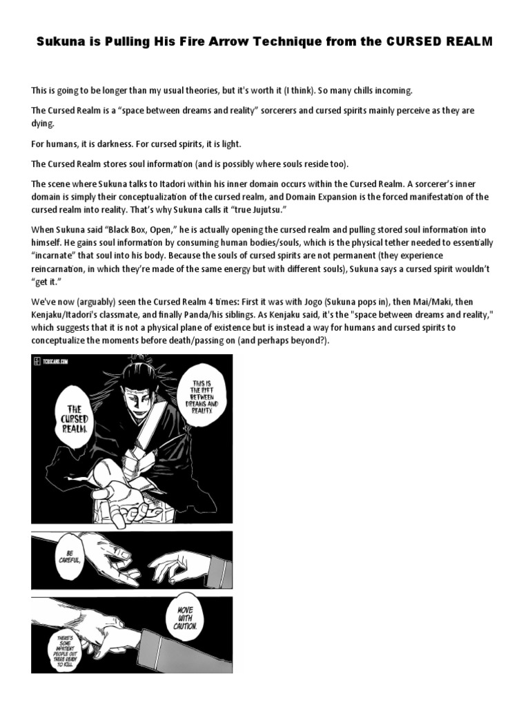 Sukuna Is Pulling His Fire Arrow Technique From The CURSED REALM | PDF | Soul | Reality