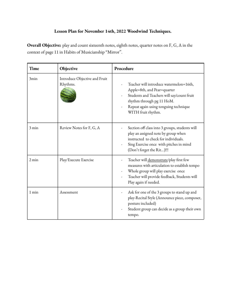 Flute Lesson Plan | PDF