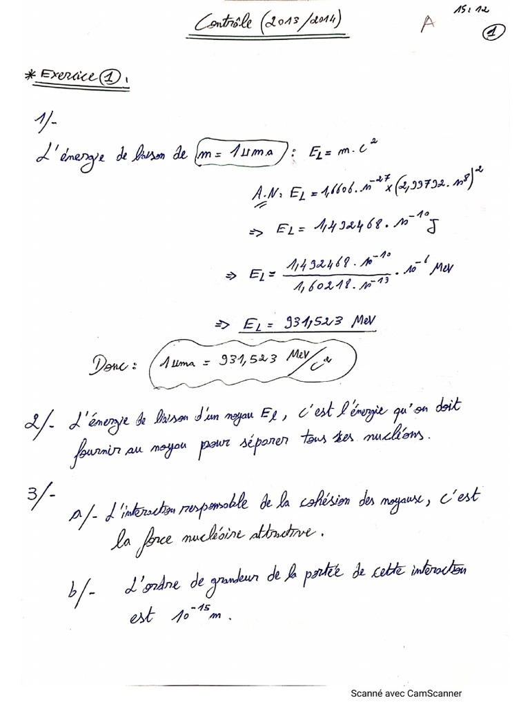 Correction Contrôle | PDF