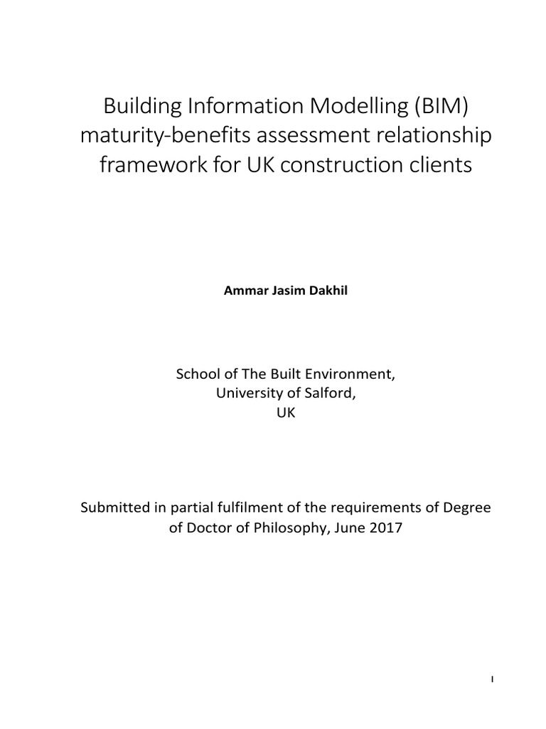 Building Information Modelling (BIM) Maturity-Benefits Assessment Relationship Framework For UK ...
