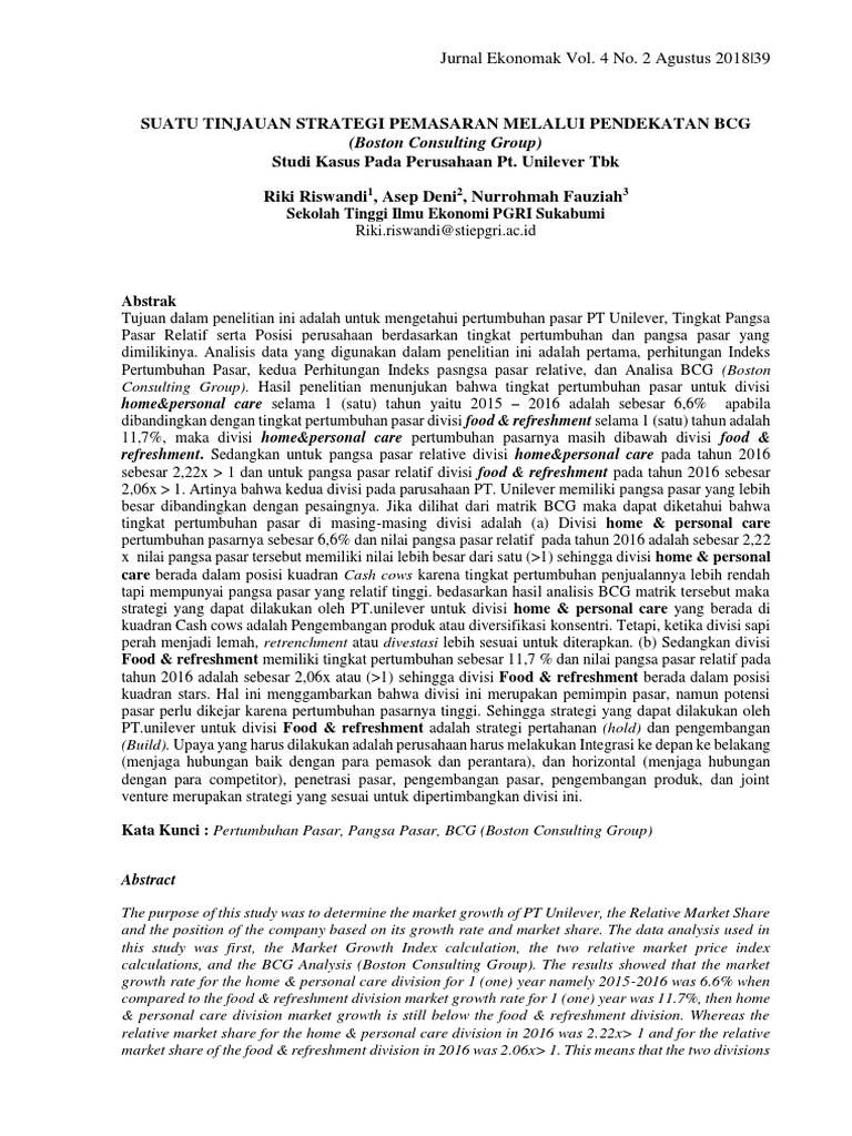 Strategi Pemasaran Unilever: Analisis BCG | PDF | Karier & Perkembangan ...