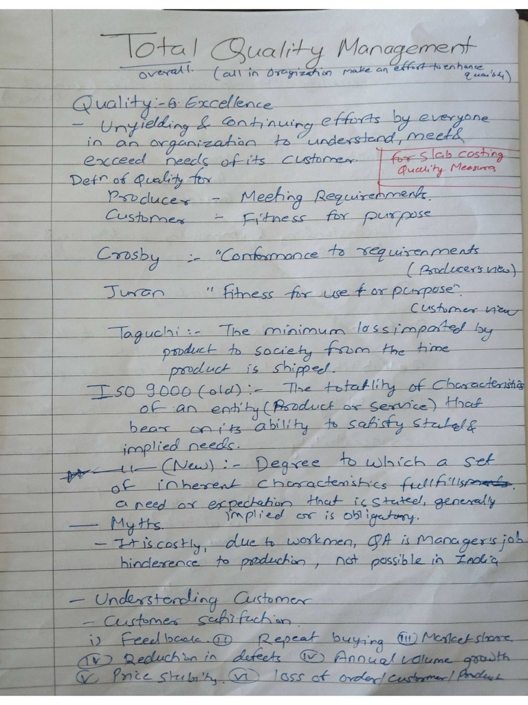 TQM & Mis - Unit 1 - Notes | PDF
