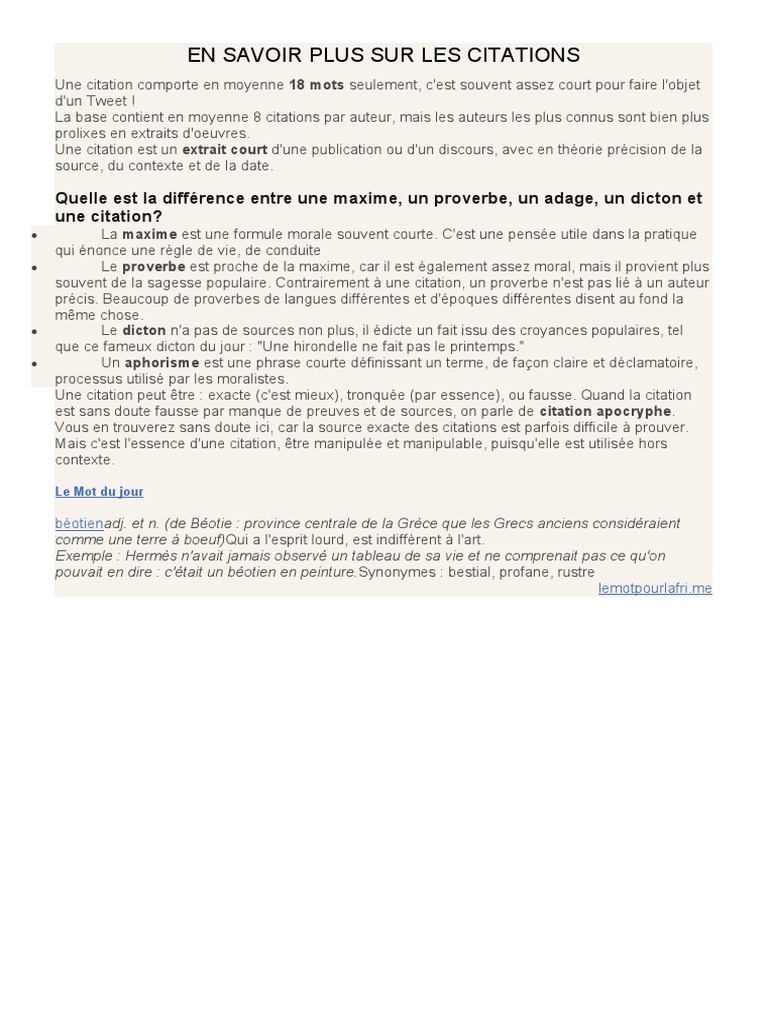Citations - Tout Sur Les Citations | PDF