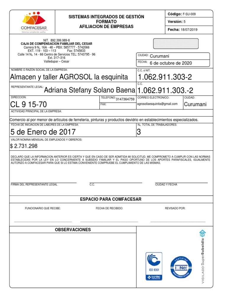 Formato de Afiliacion Empresas PDF | PDF