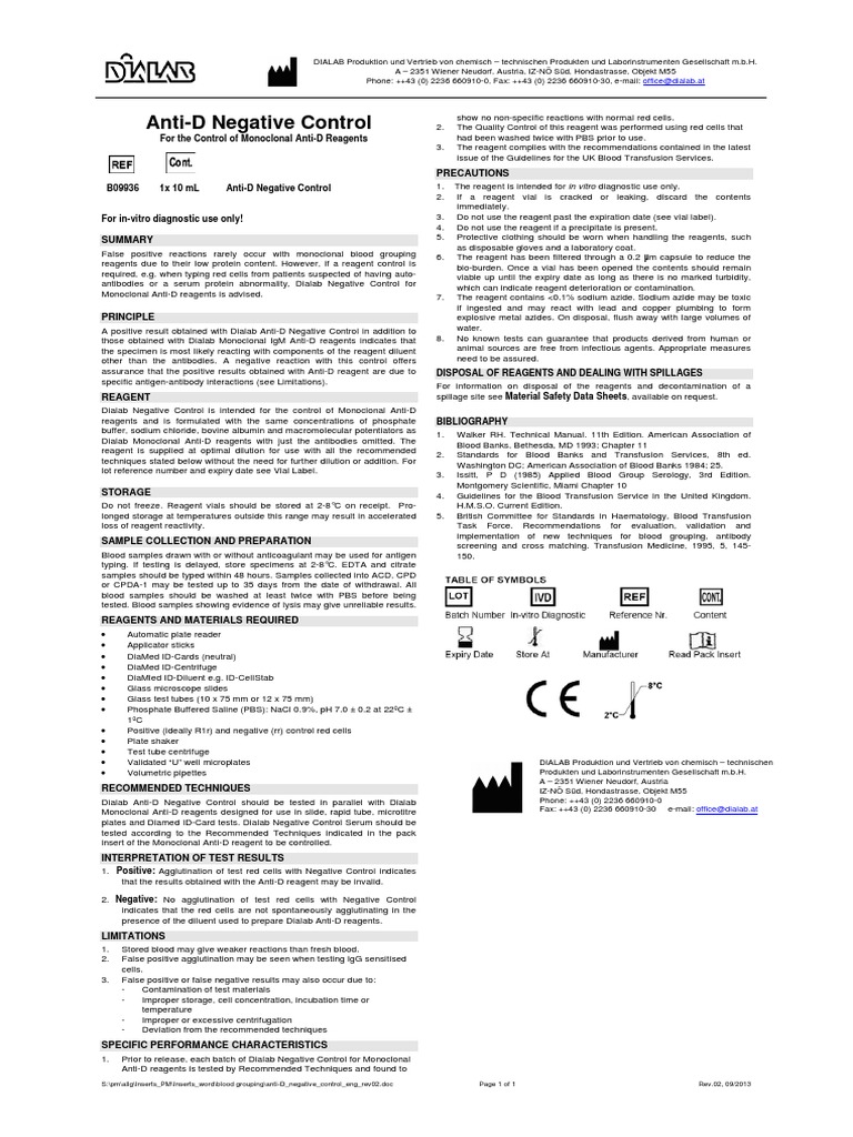 Anti-D-Negative Control Rev02 | PDF | Blood Transfusion | Monoclonal ...