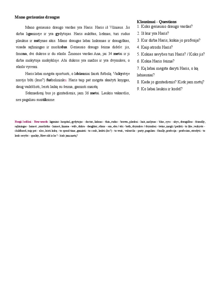 Mano Geriausias Draugas | PDF