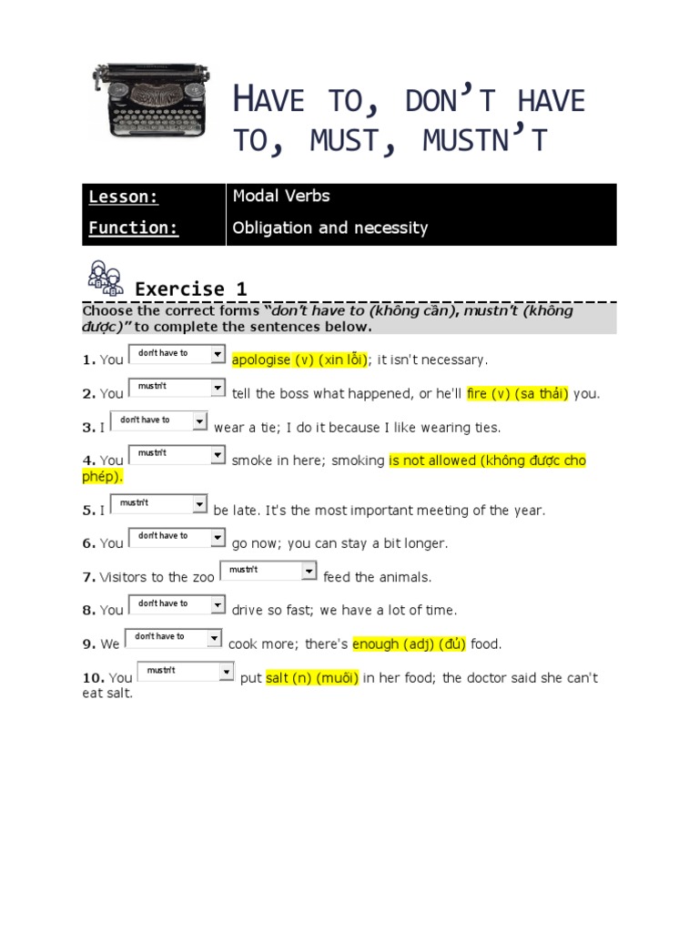 Modal Verbs in Obligation and Necessity: Understanding "Have To", "Don ...