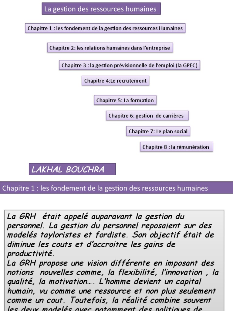 Fondements et Enjeux de la GRH | PDF | Recrutement | Gestion des ressources humaines