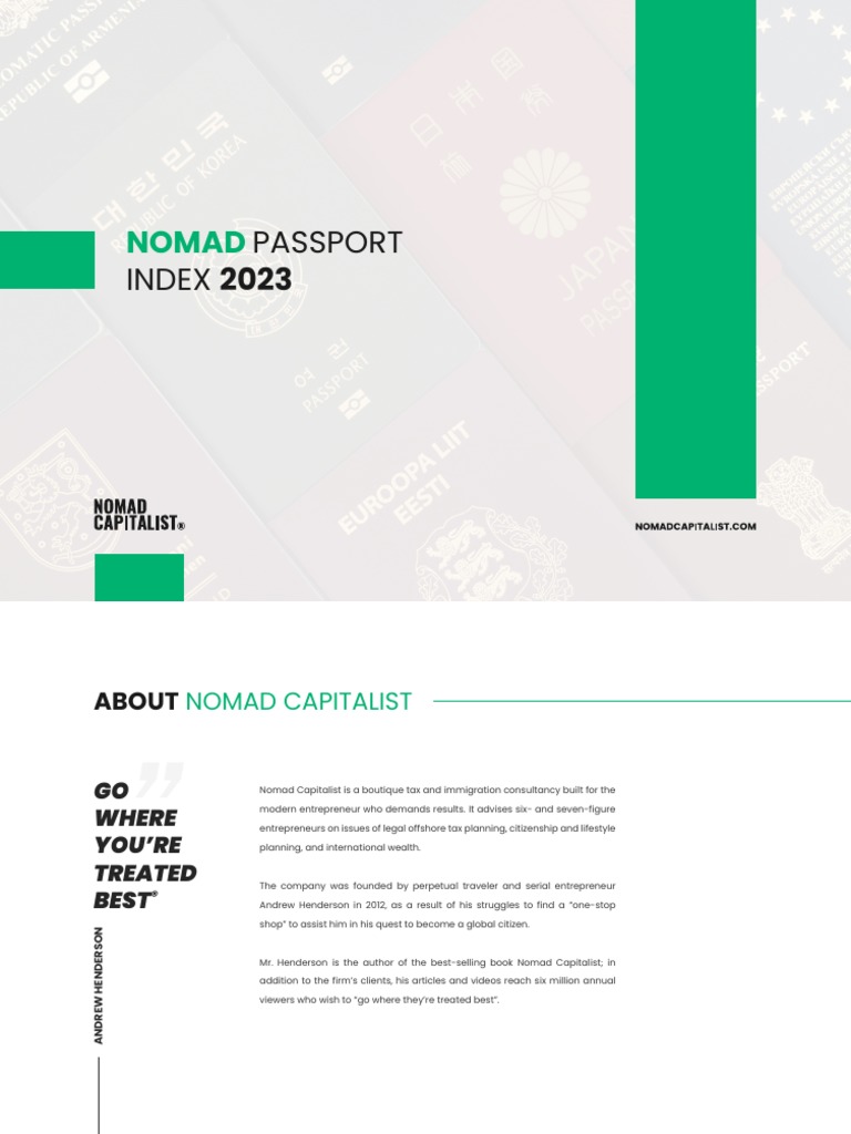 Nomad Passport Index 2023 | Download Free PDF | Passport | Travel Visa