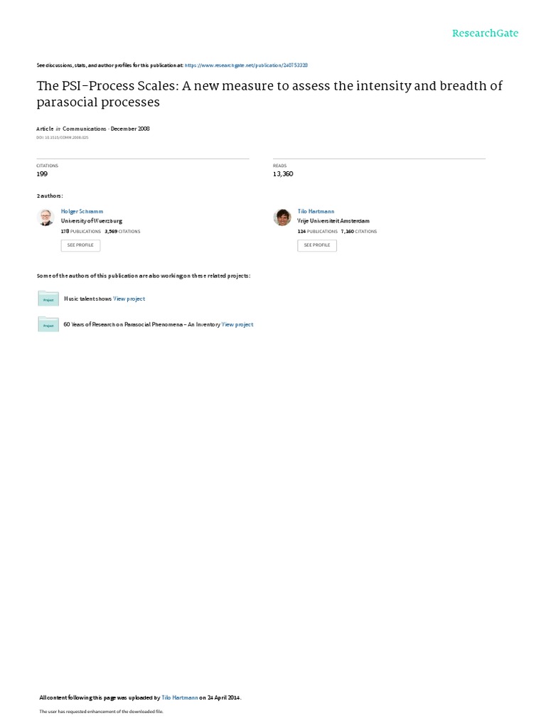 PSI-Process Scales for Media Research | PDF | Affect (Psychology) | Empathy