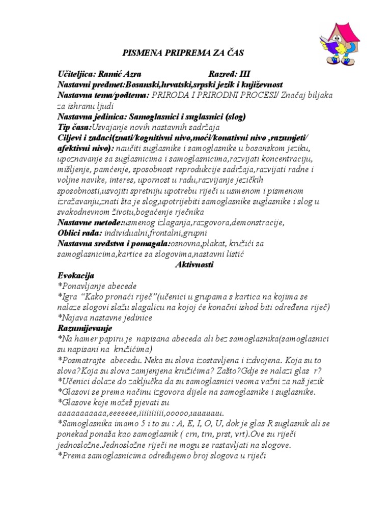6.samoglasnici I Suglasnici (Slog) | PDF