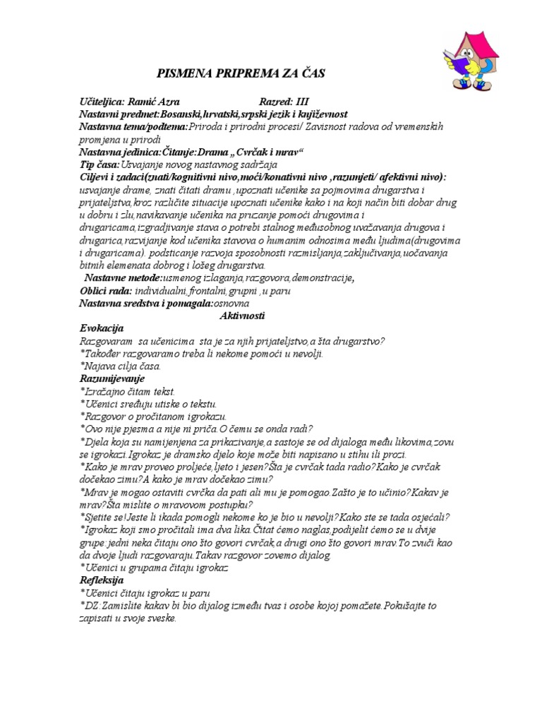 10.čitanje Drama Cvrčak I Mrav | PDF