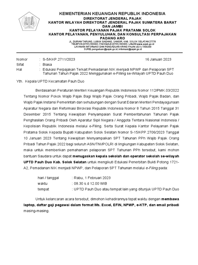 Edukasi Perpajakan Terkait Pemadanan NIK Menjadi NPWP Dan Pelaporan SPT Tahunan Tahun Pajak 2022 ...