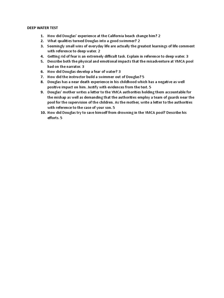 Deep Water Test | PDF