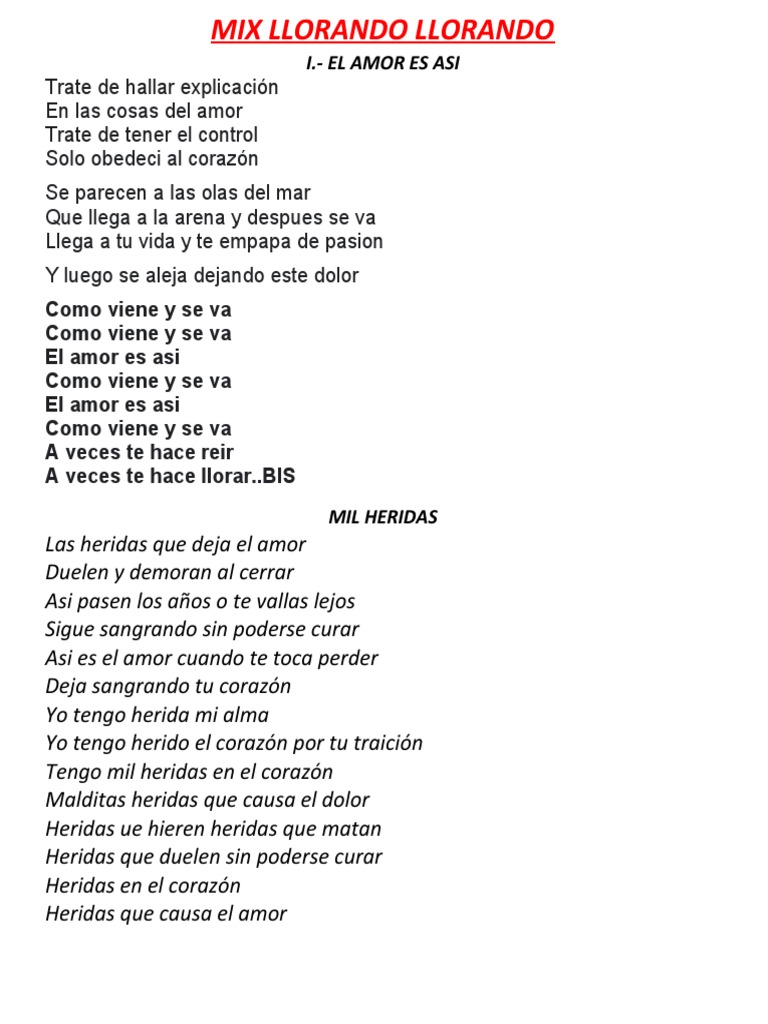 Mix de Cumbia: Llorando y Amor | PDF | Amor