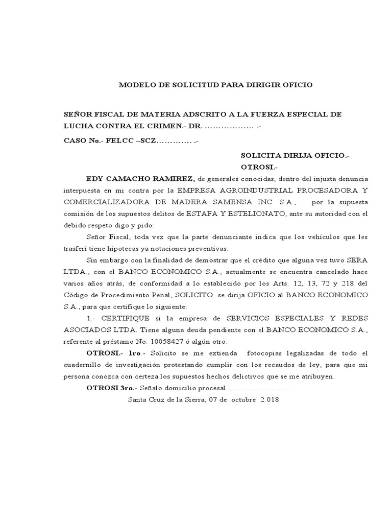 Solicitud para Dirigir Oficio | PDF