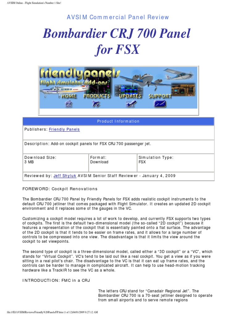 Bombardier CRJ 700 Panel For FSX | PDF | Cockpit | Aviation