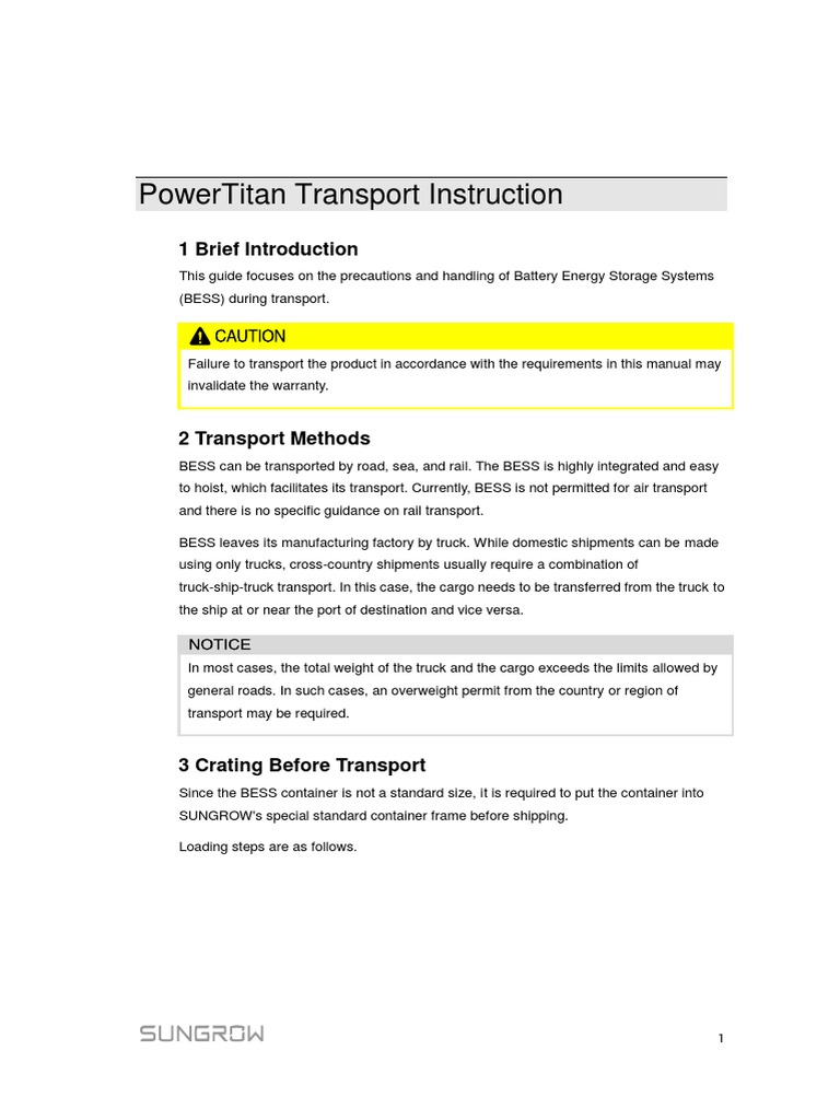 PowerTitan Transport Instruction | PDF | Cargo | Containerization