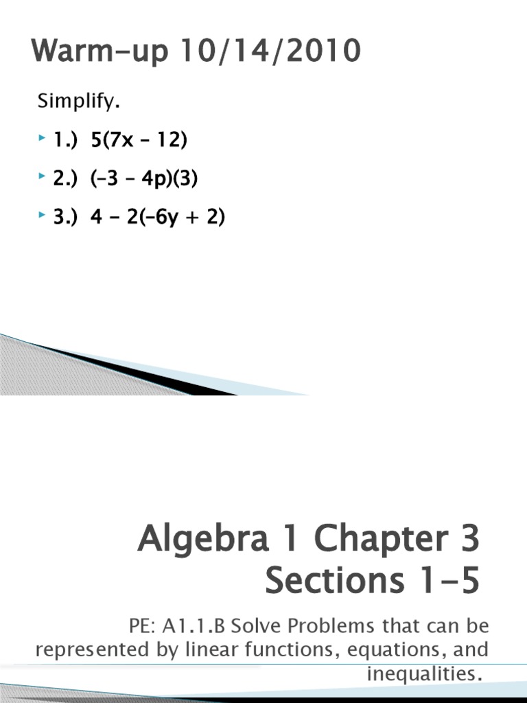 Algebra 1 Chapter 3 | PDF | Function (Mathematics) | Equations