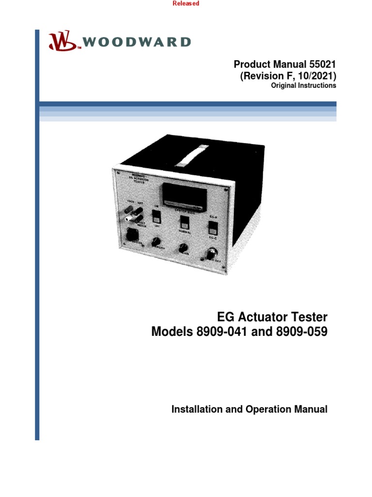 EG Actuator Tester Models 8909-041 and 8909-059: Product Manual 55021 ...