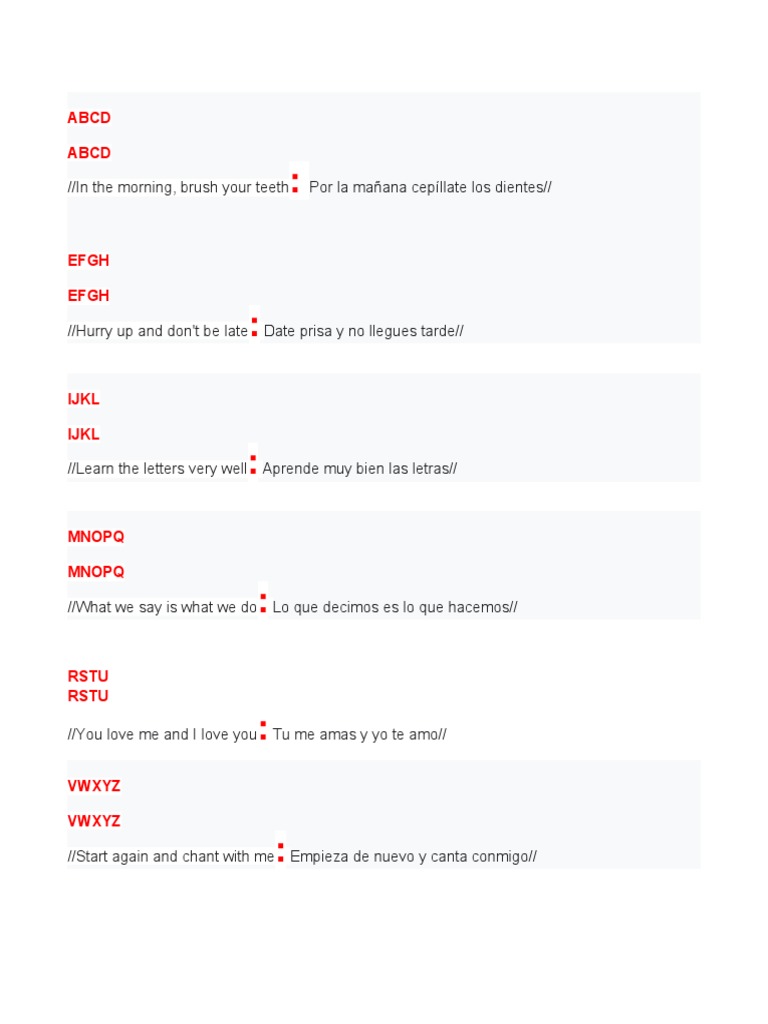 Letra Canción Del Abecedario Pdf Artes Del Lenguaje Y Comunicación
