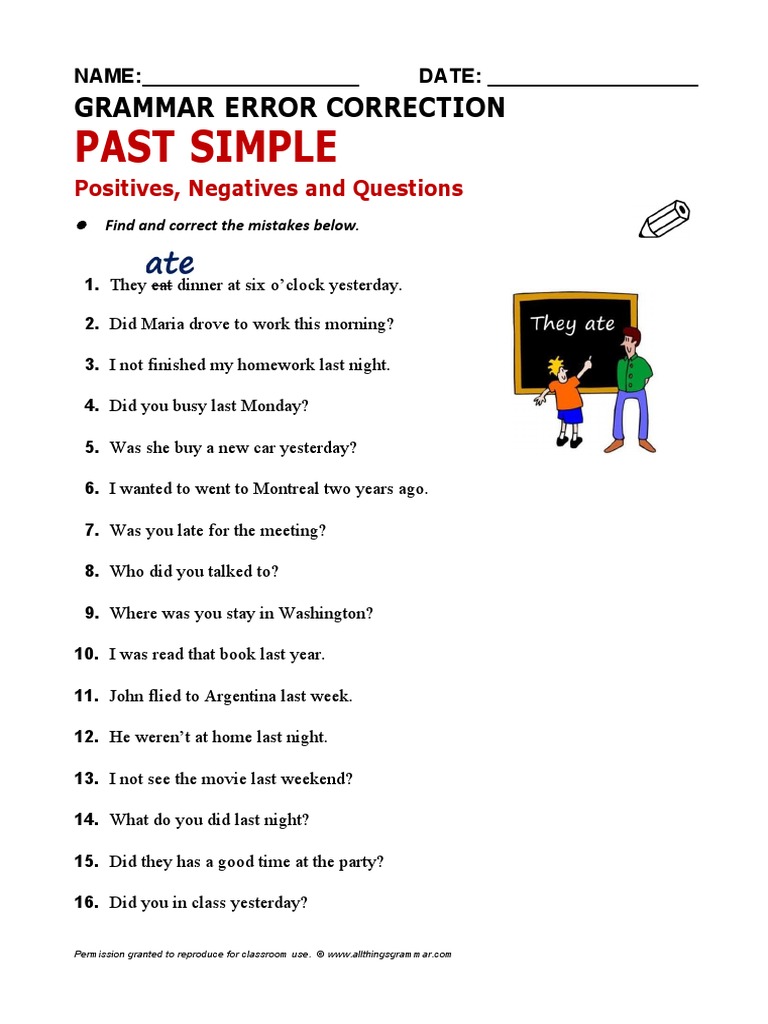 Claudia Worksheet Correct The Mistakes Past Simple | PDF