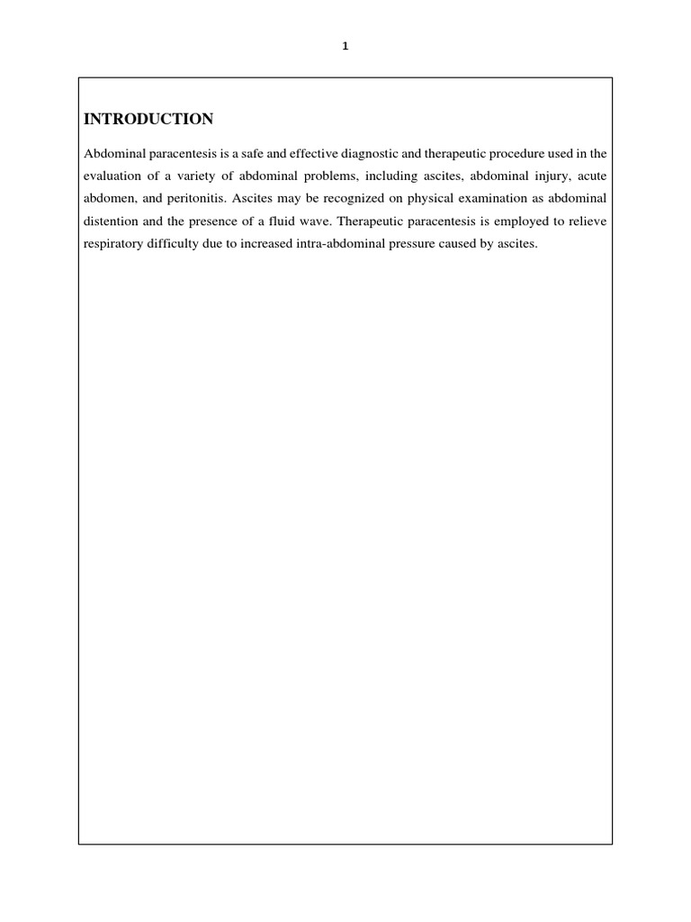 Abdominal Paracentesis PDF | PDF | Clinical Medicine | Medical Specialties