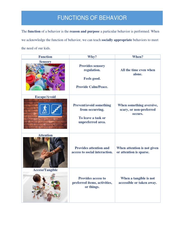 Functions of Behavior Parent Training Handout PDF | PDF