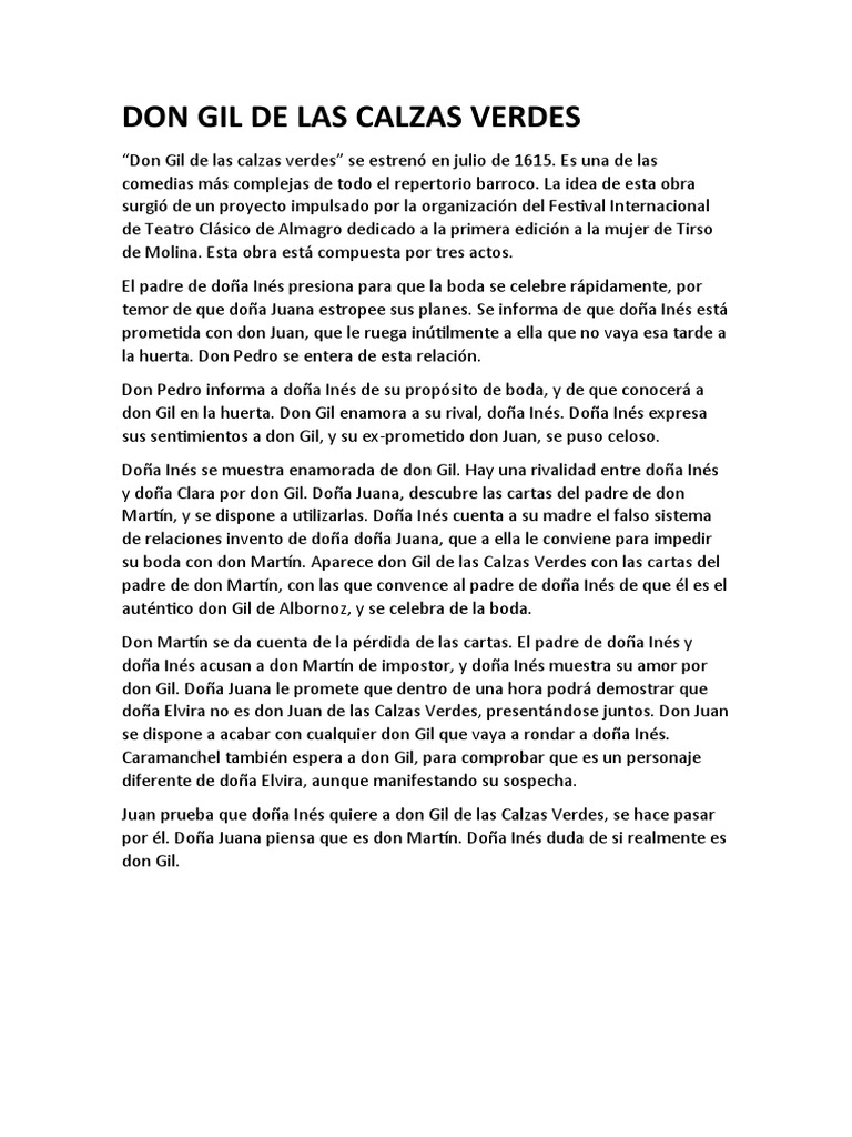 Don Gil de Las Calzas Verdes | PDF
