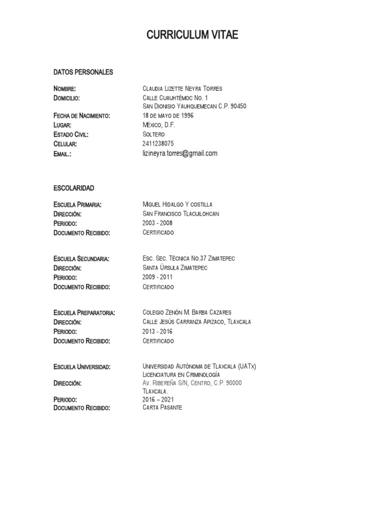 Curriculum Claudia | PDF