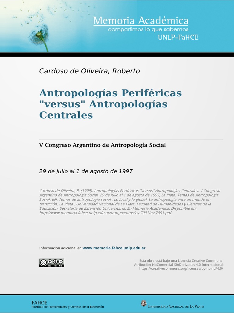 Antropologías Periféricas y Centrales | PDF