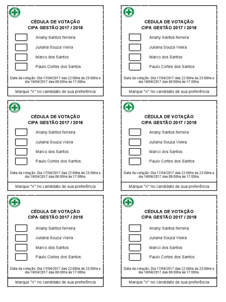 14 - Cedula Votacao Cipa | PDF
