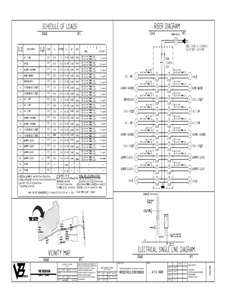 Schedule of Loads Riser Diagram: Scale NTS Scale Scale NTS | PDF