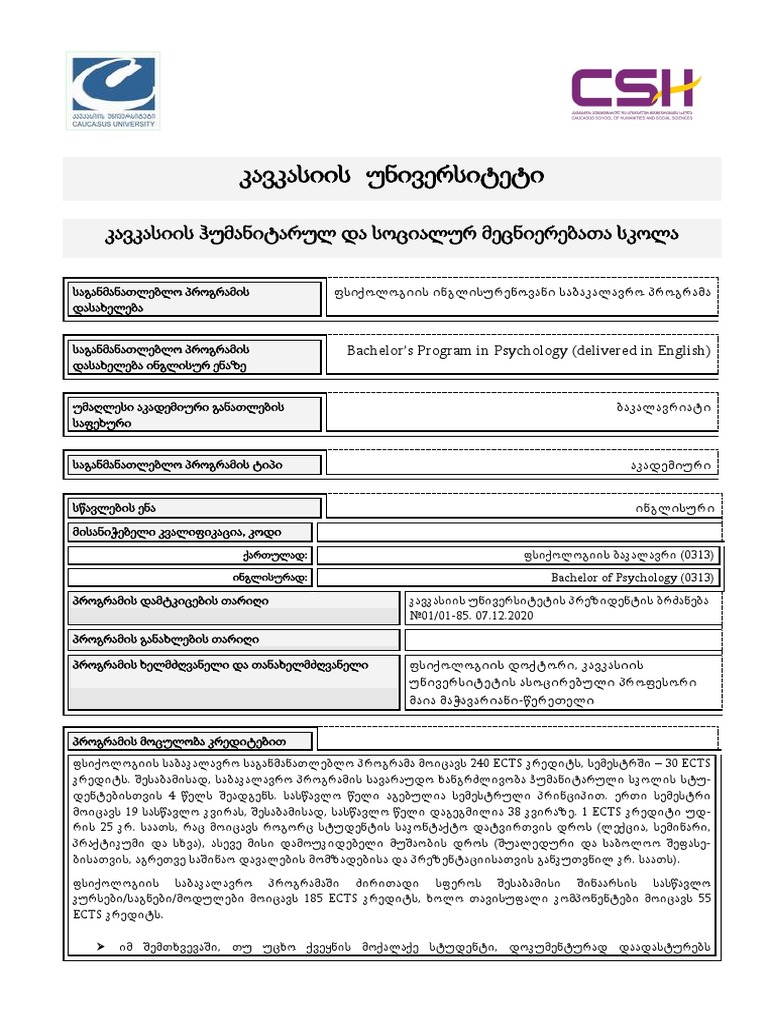 Phsychology Program CU | PDF