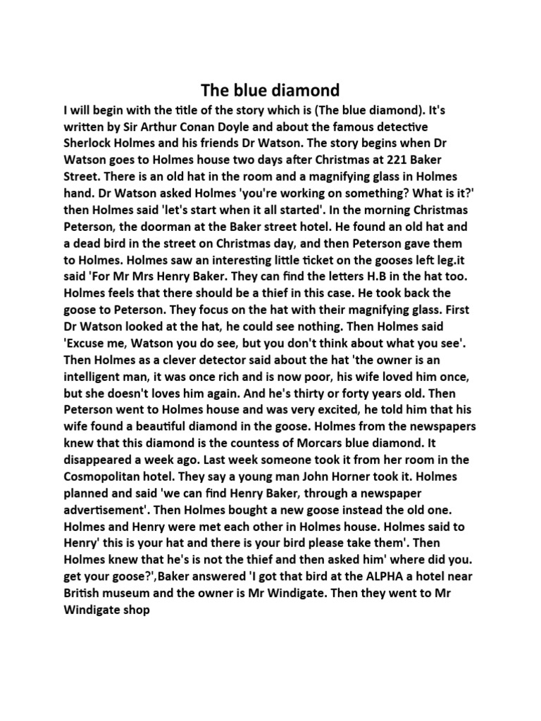 The Blue Diamond | PDF | Sherlock Holmes | Dr. Watson