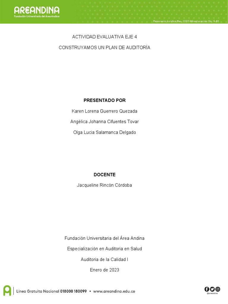 Actividad Evaluativa Eje 4 Plan de Auditoria | Descargar gratis PDF | Auditoría