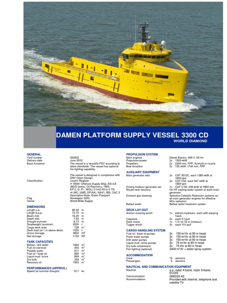 Damen PSV 3300 CD Specs & Features | PDF | Tonnage | Ships
