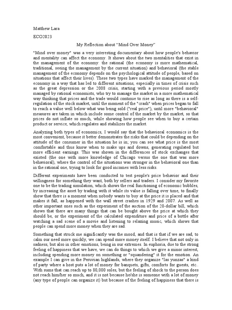 Mind Over Money | PDF | Market (Economics) | Economics