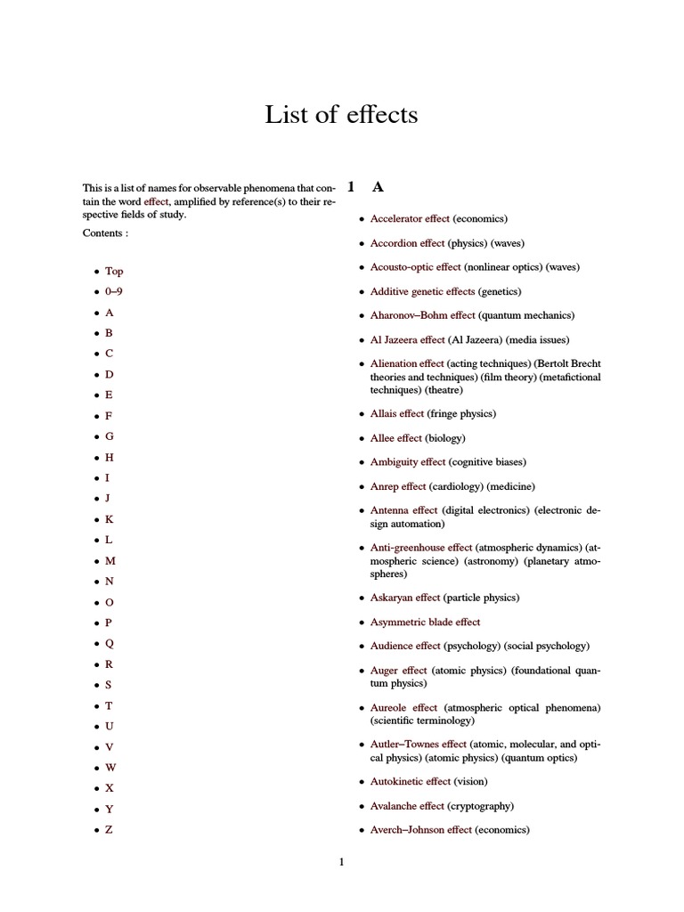 Physics Effects List | PDF