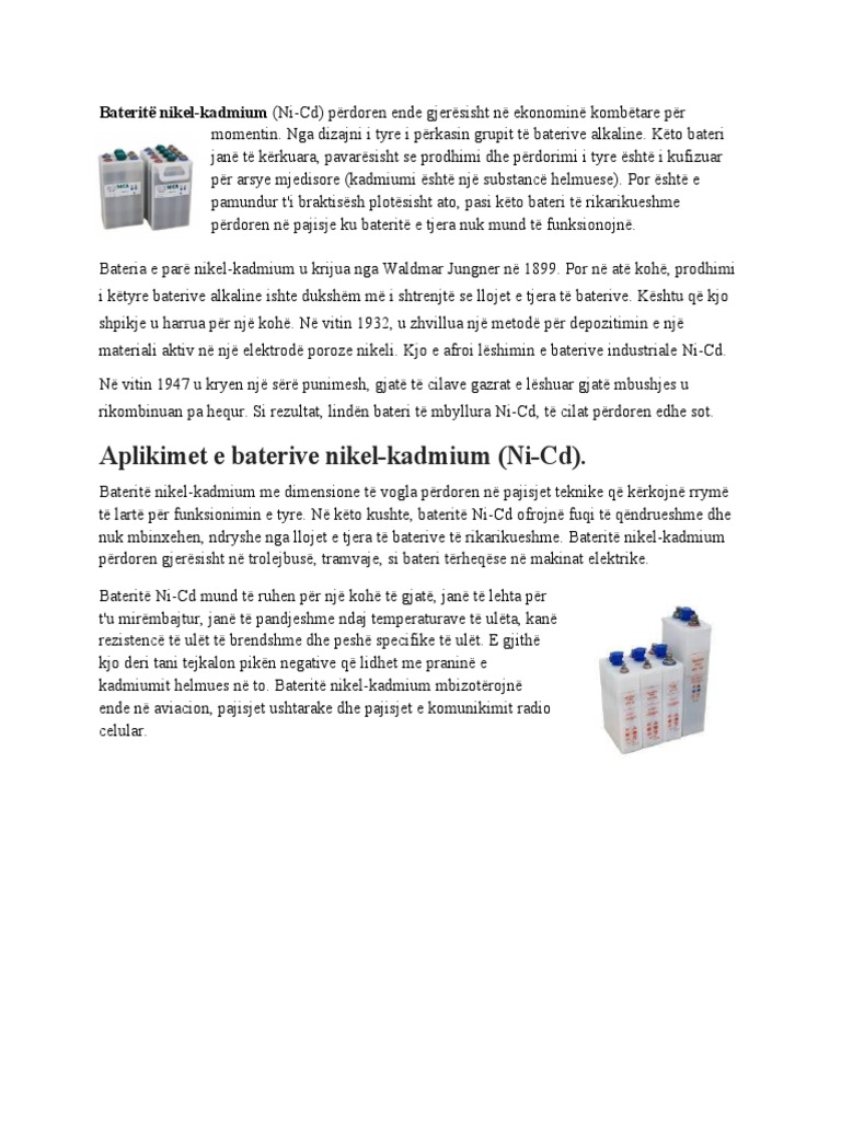 Bateritë Nikel-Kadmium | PDF