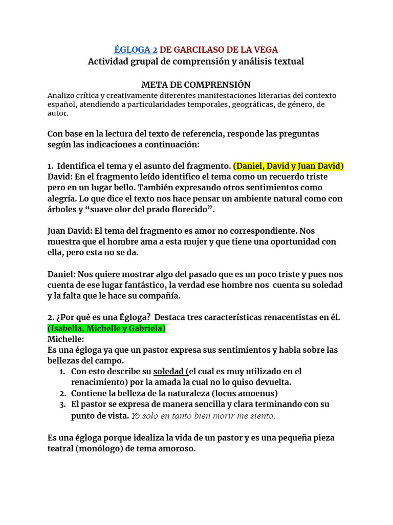 Égloga 2 de Garcilaso de La Vega | PDF | Metro (poesía) | Poesía