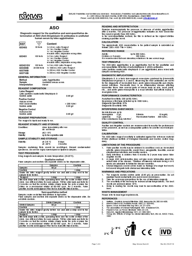 ASO Rev06 en - de - PT - Es | PDF | Infection | Sensitivity And Specificity