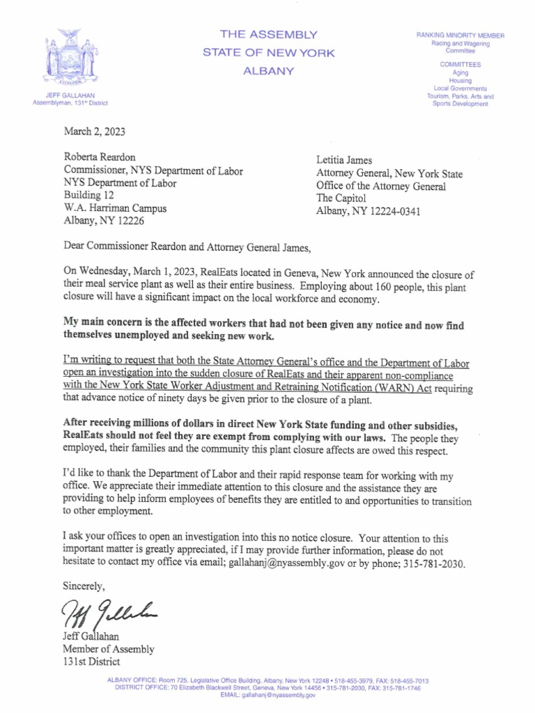 Gallahan RealEats Letter | PDF