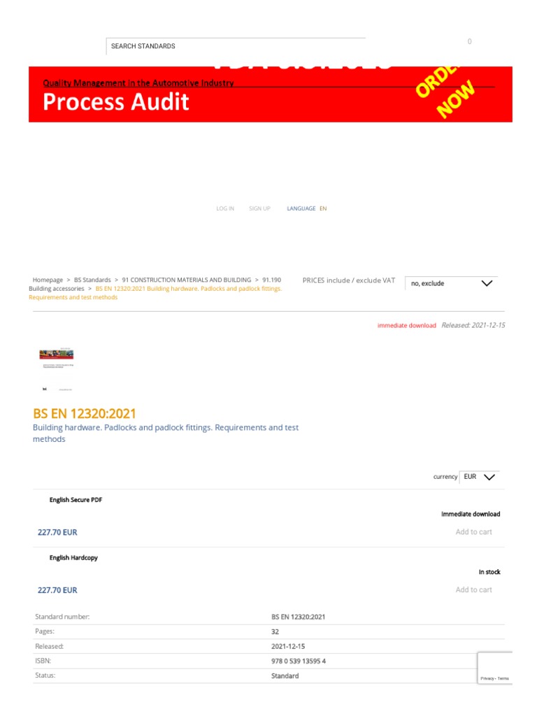 BS EN 12320 - 2021 Building Hardware. Padlocks and Padlock Fittings ...