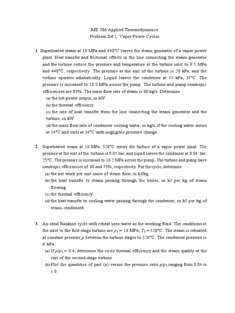 Problem Set 1 | PDF | Steam | Physical Chemistry