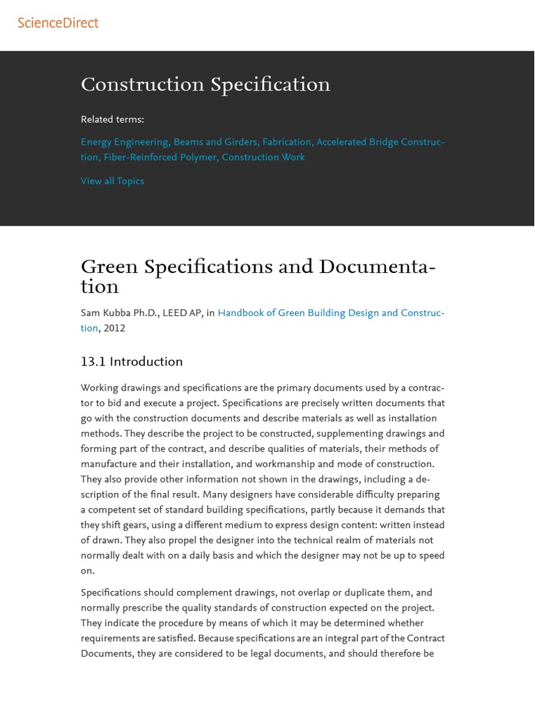 Green Building Specification-1 | Download Free PDF | Specification ...
