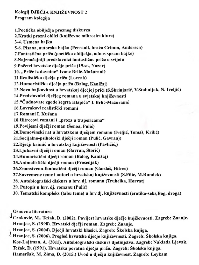 Djecja Knjizevnost 2 - SKRIPTA OCR | PDF