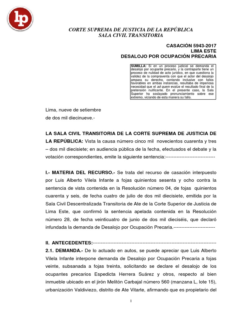 Casacion 5943 2017 Lima Este LPDerecho | PDF | Debido al proceso ... Casacion 5943 2017 Lima Este LPDerecho | PDF | Debido al proceso ...