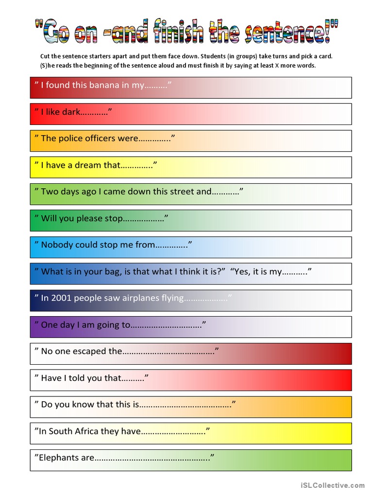 Go On - and Finish The Sentence! | PDF